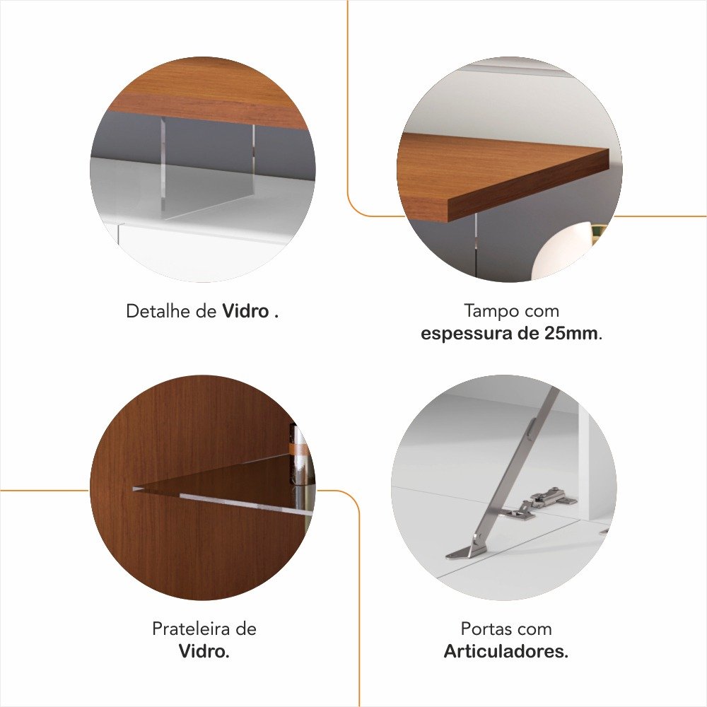 Rack Para TV até 60 Polegadas 3 Portas 217cm Nápoles Yescasa | MadeiraMadeira